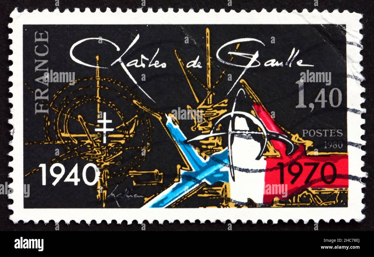 FRANCE - CIRCA 1980: a stamp printed in the France shows Charles de ...