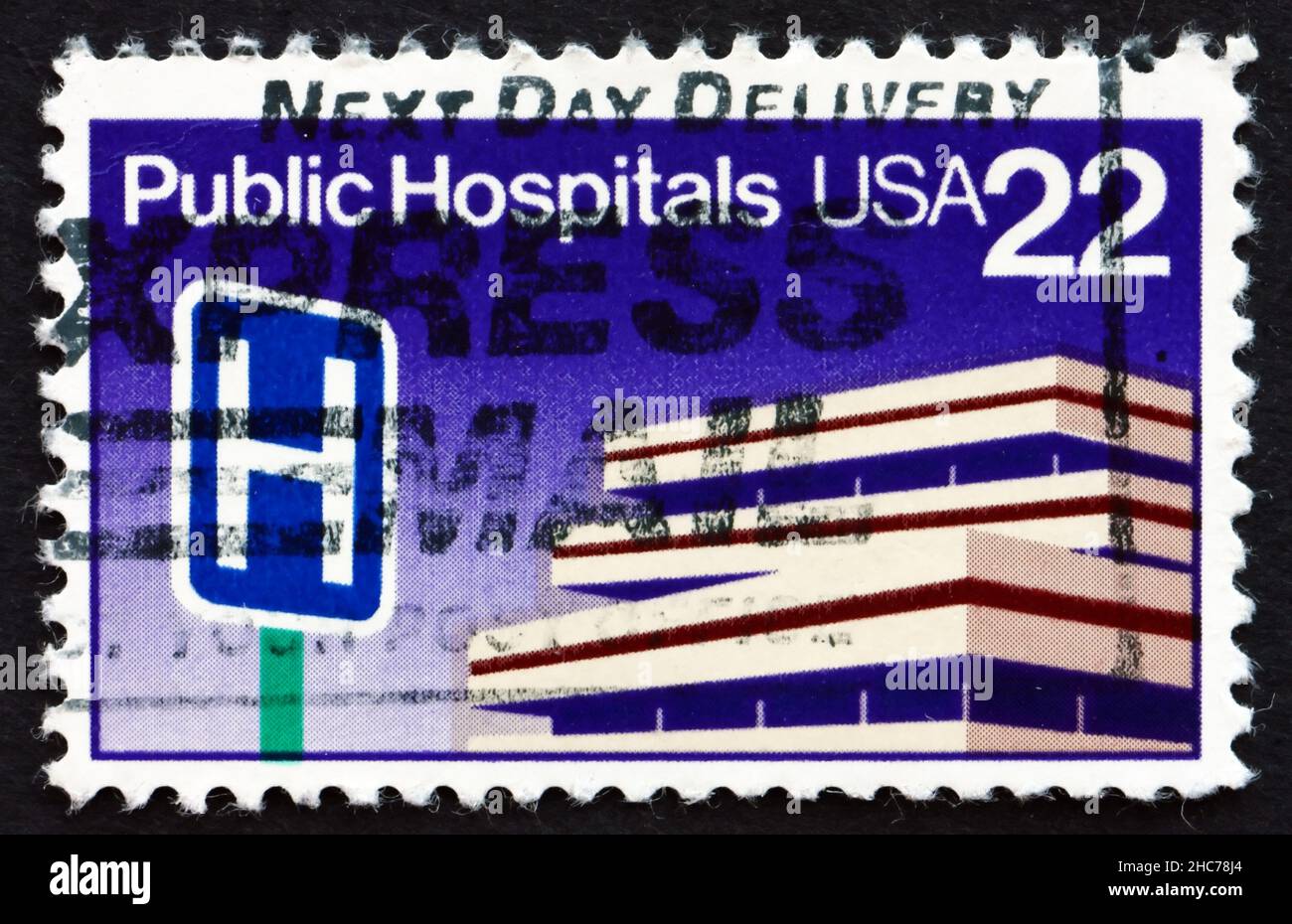 USA - CIRCA 1986: a stamp printed in the USA shows Public Hospitals ...