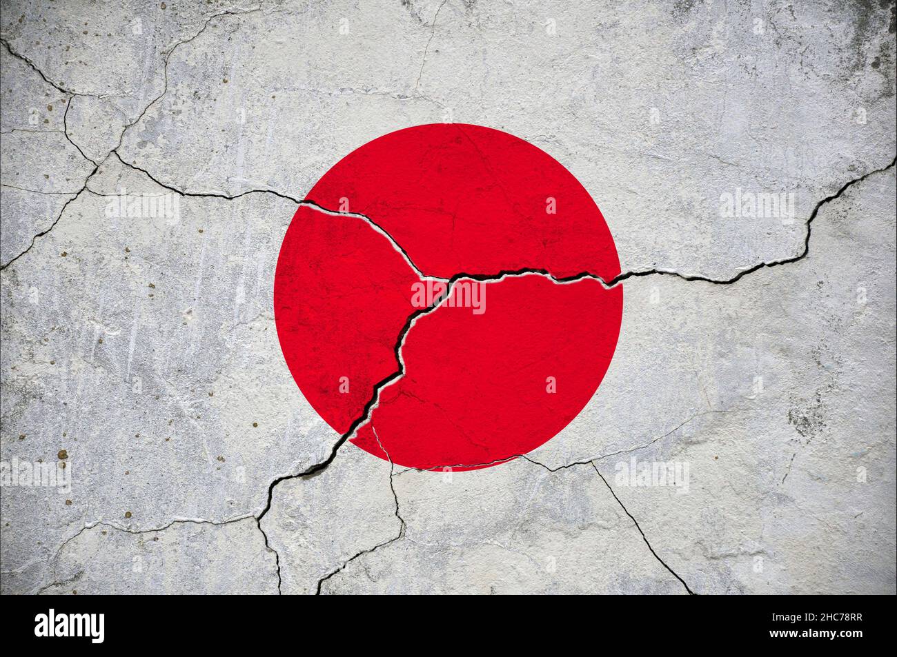 An image of the Japan flag on a wall with a crack. Background Stock ...