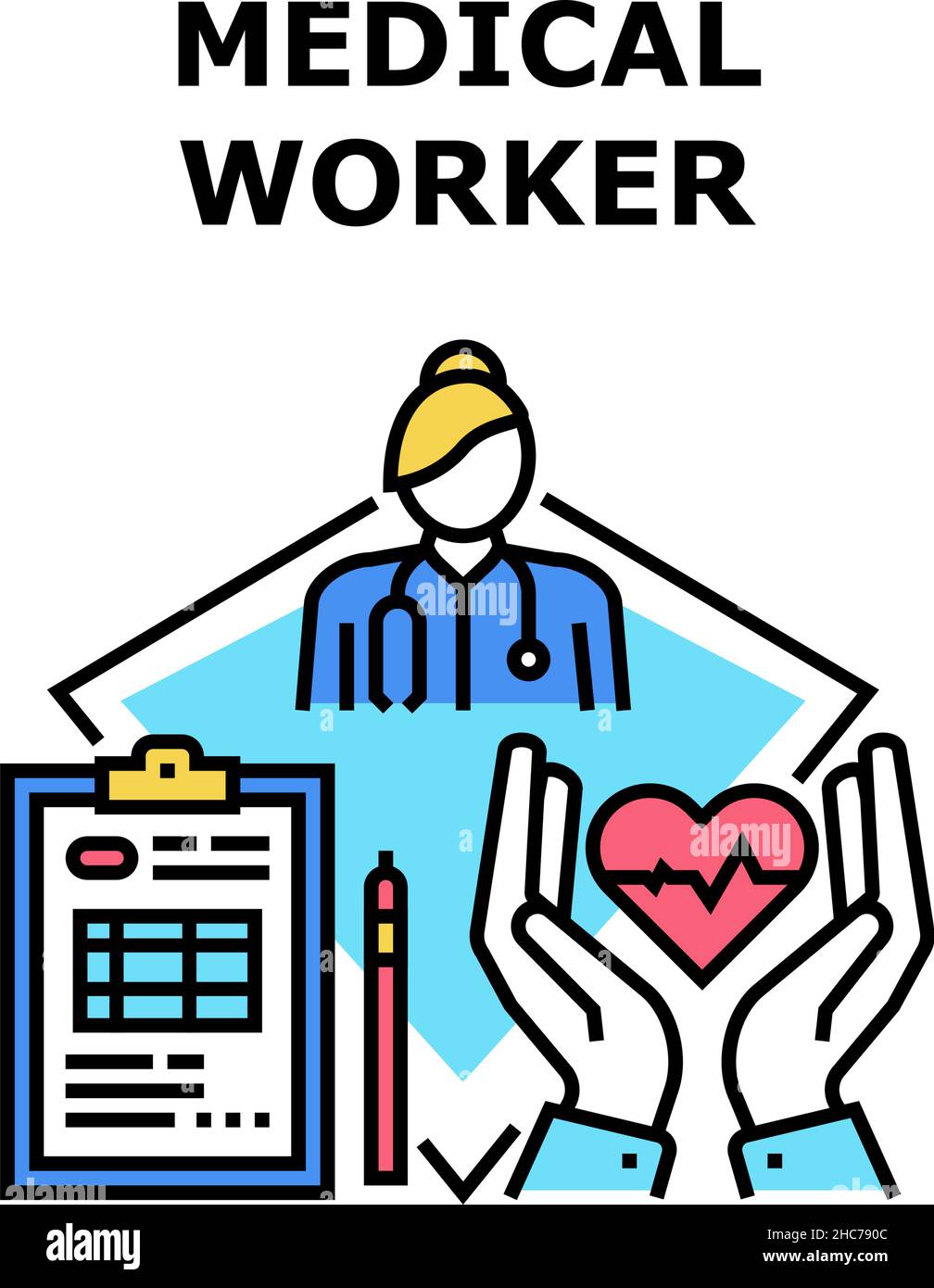 Medical Worker Vector Concept Color Illustration Stock Vector Image ...