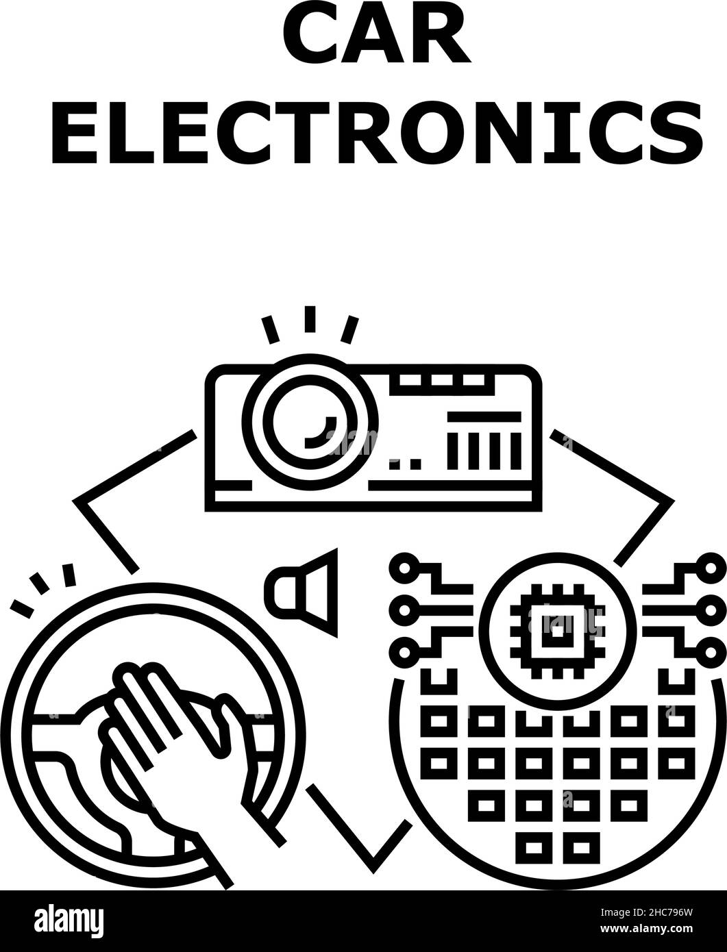 Car Electronics Vector Concept Black Illustration Stock Vector Image ...