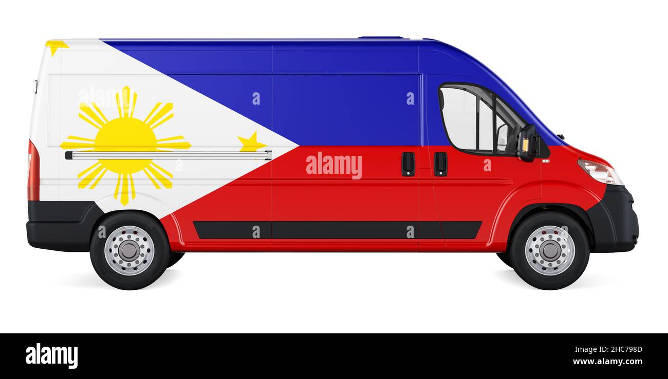 Filipino flag painted on commercial delivery van. Freight delivery in ...