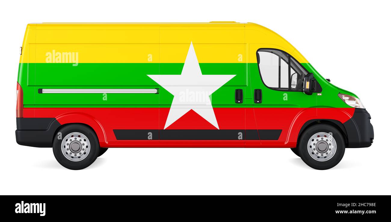 Myanmar flag painted on commercial delivery van. Freight delivery in ...
