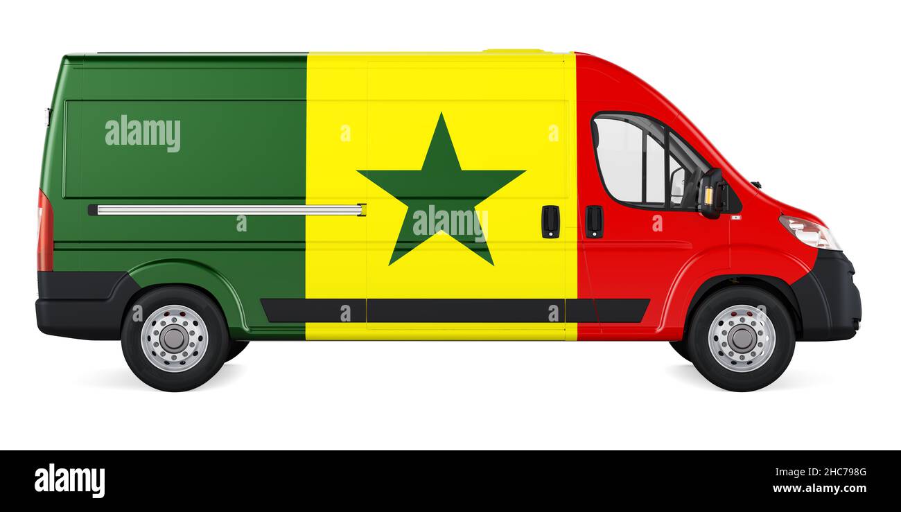 Senegalese flag painted on commercial delivery van. Freight delivery in ...