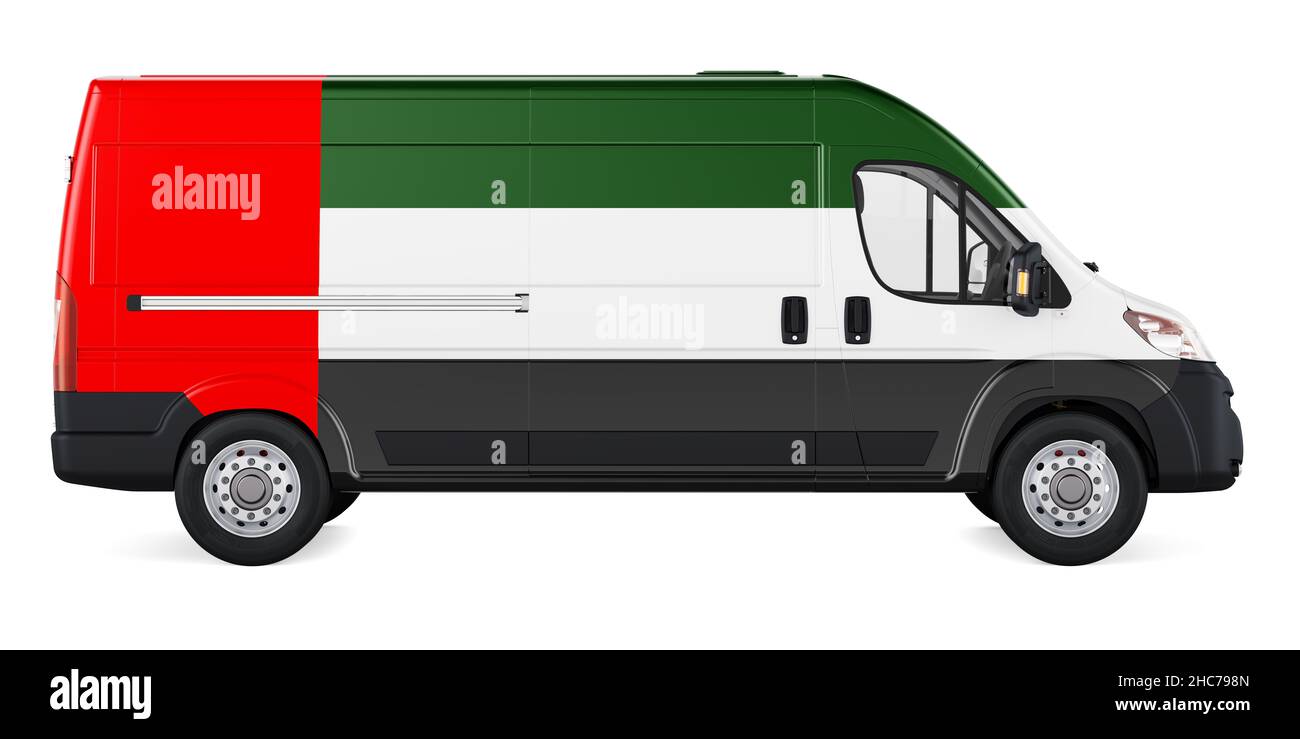 The United Arab Emirates flag painted on commercial delivery van ...