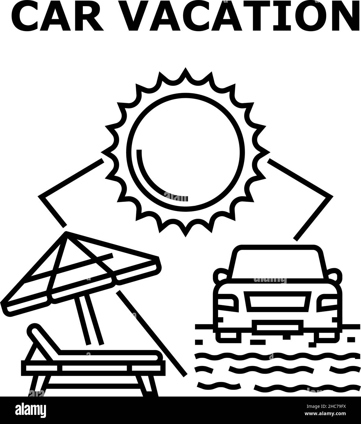 Car Vacation Vector Concept Black Illustration Stock Vector Image & Art ...