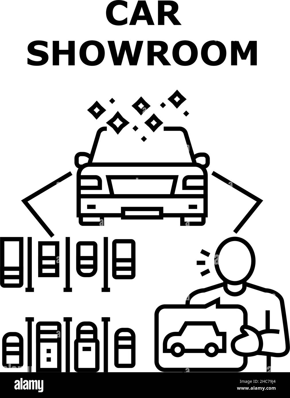 Car Showroom Vector Concept Black Illustration Stock Vector Image & Art ...