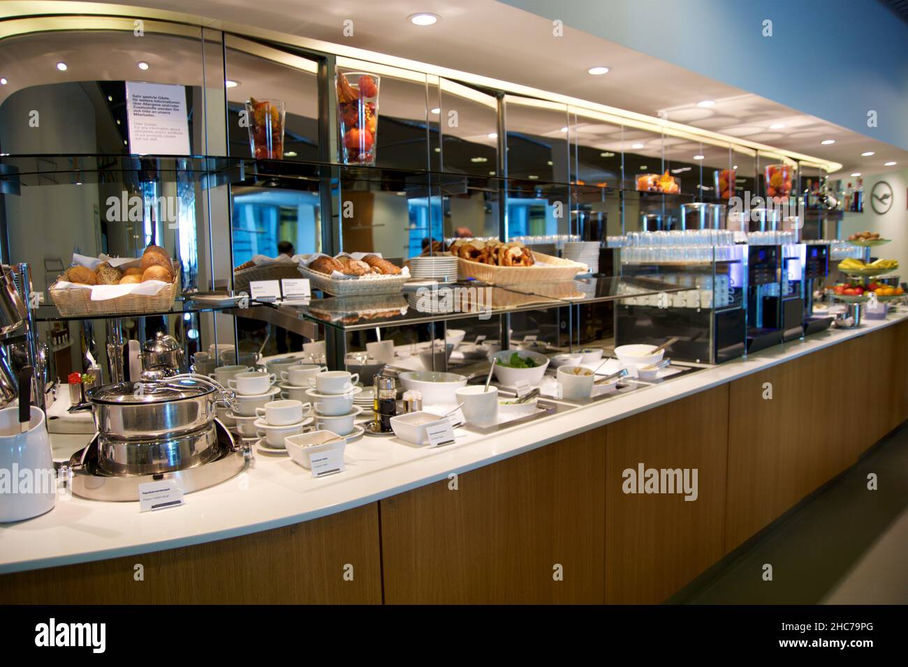 FRANKFURT, GERMANY - 11 NOV 2017: Buffet with hot and cold dishes in ...