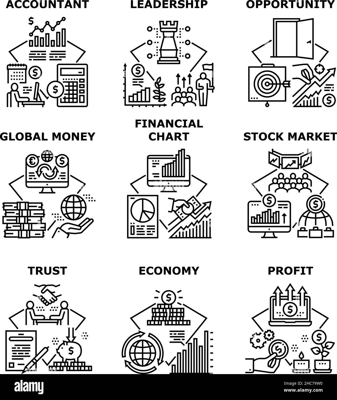 Financial Chart Set Icons Vector Illustrations Stock Vector Image & Art ...
