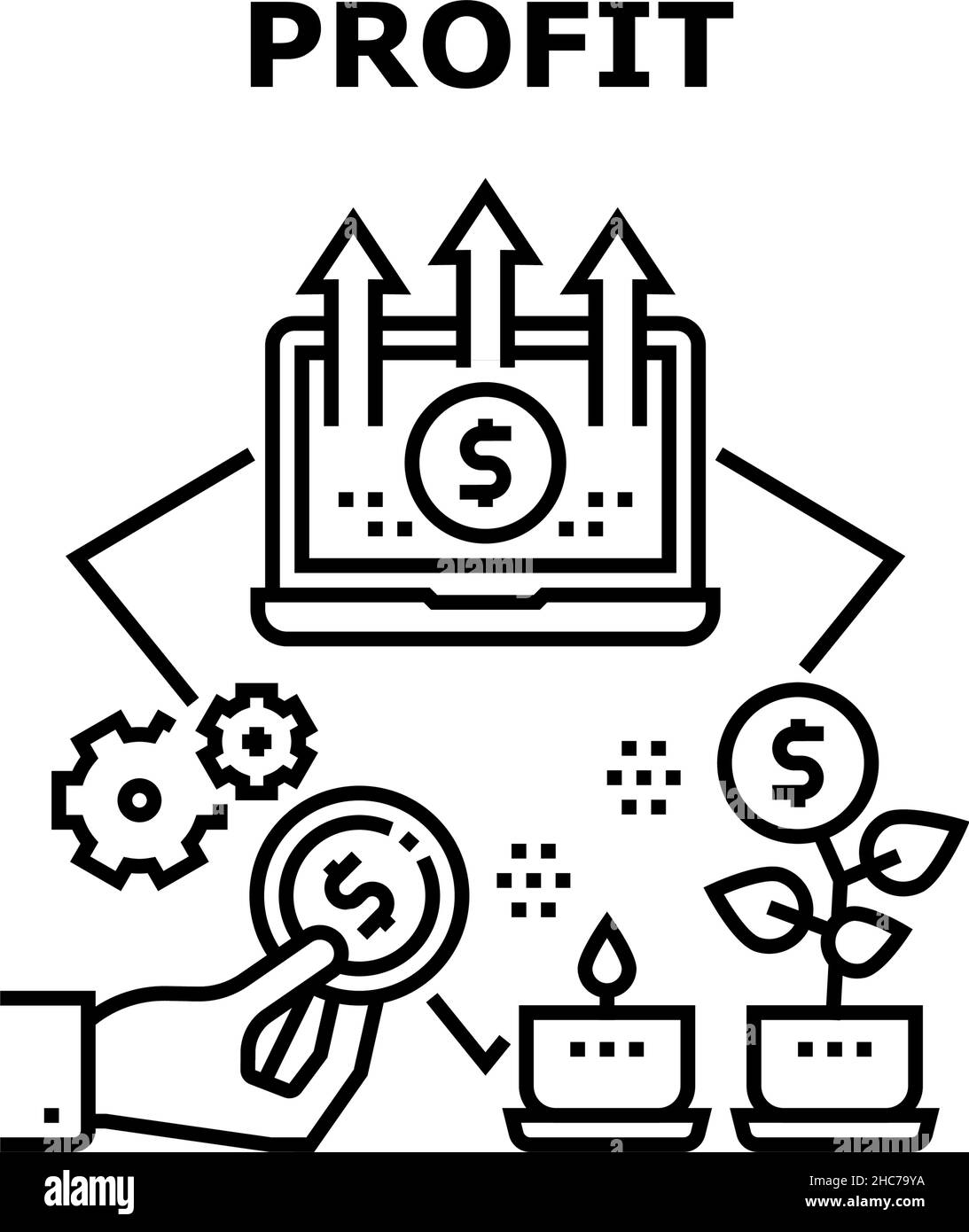 Profit And Fund Vector Concept Black Illustration Stock Vector Image ...