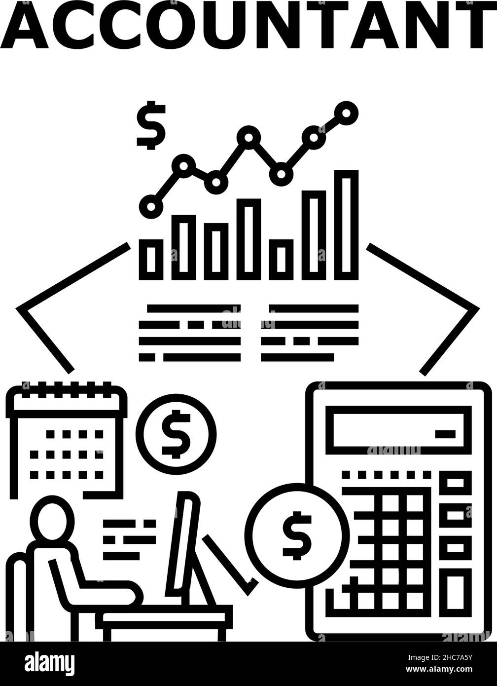 Accountant Job Vector Concept Black Illustration Stock Vector Image ...