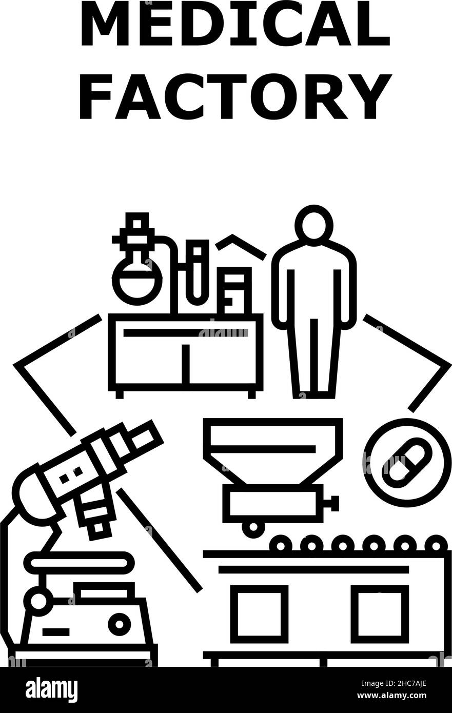 Medical Factory Vector Concept Black Illustration Stock Vector Image ...