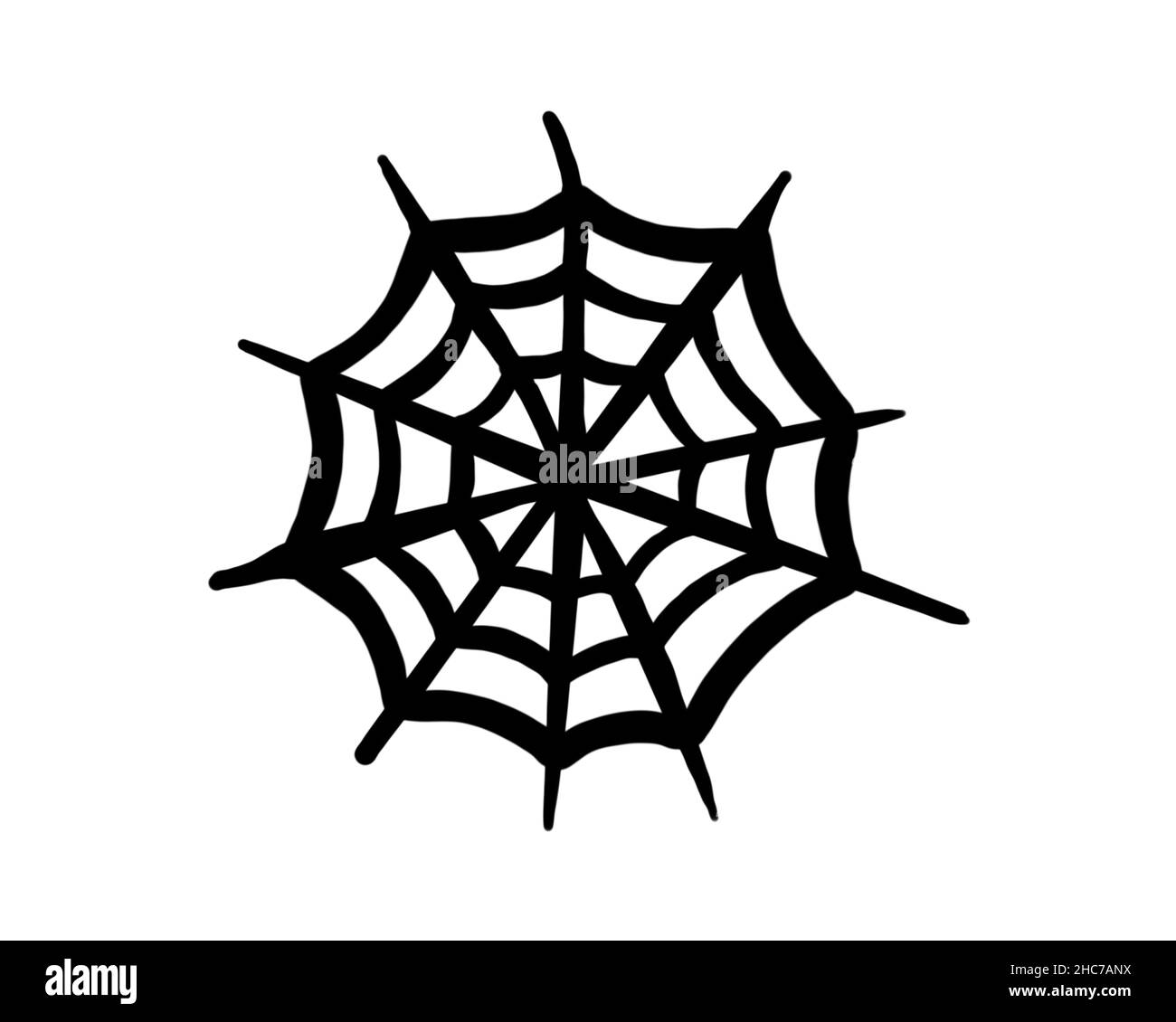 Drawing of black spider net on a white background Stock Photo - Alamy