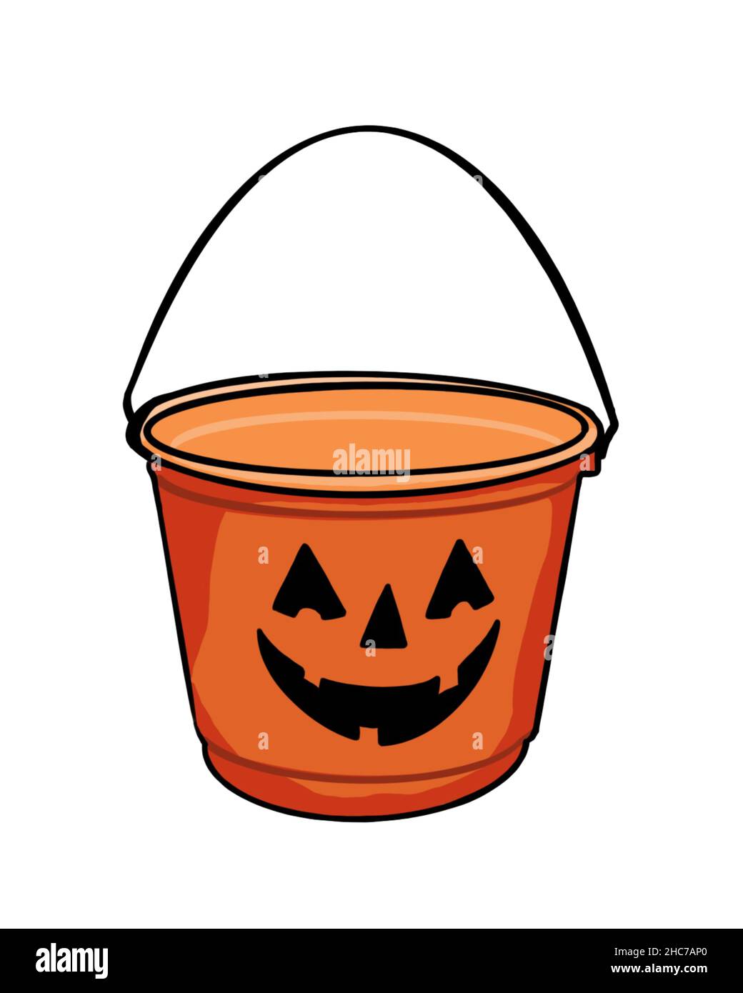 Halloween bucket - orange scary pumpkin face laughing on a bucket Stock ...