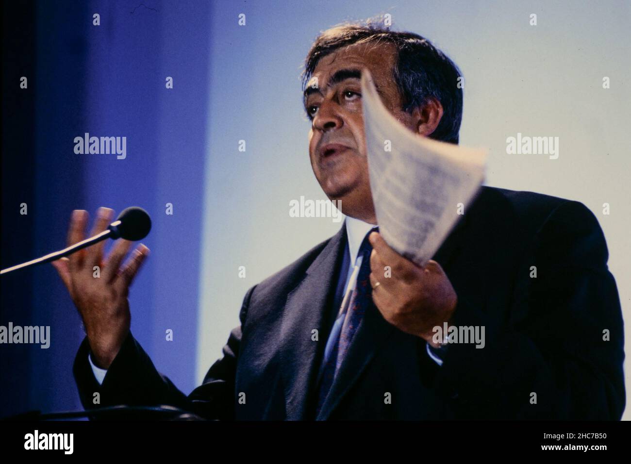 French Politician Philippe Seguin talks on the occasion of a rally held ...