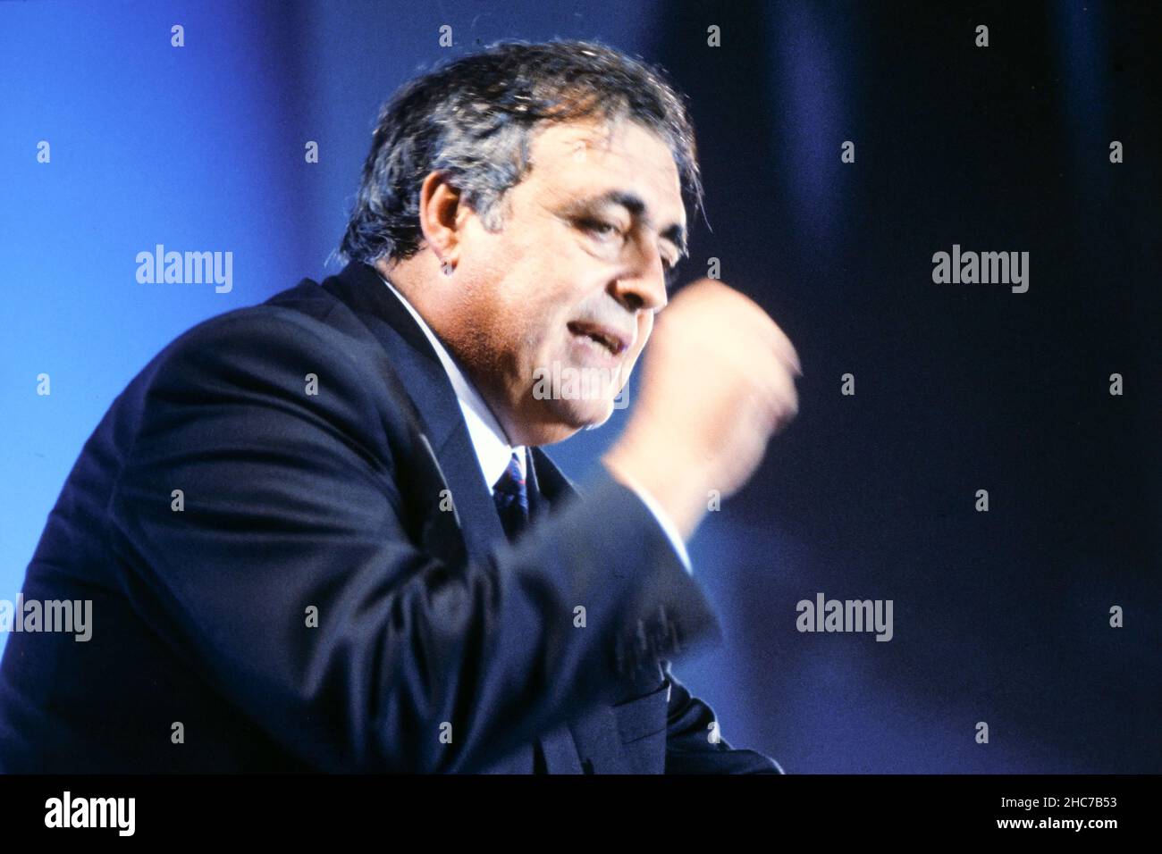 French Politician Philippe Seguin talks on the occasion of a rally held ...