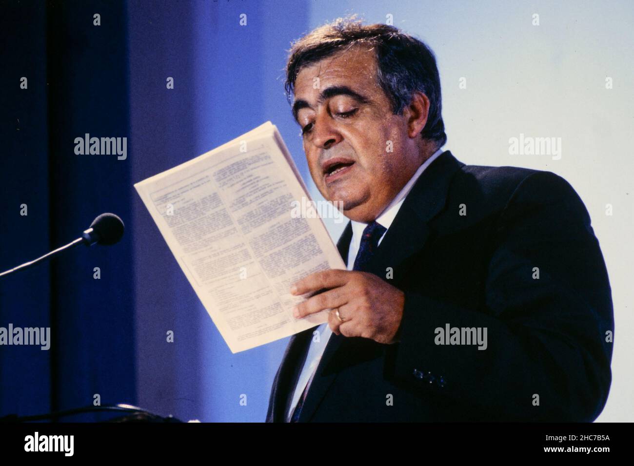 French Politician Philippe Seguin talks on the occasion of a rally held ...