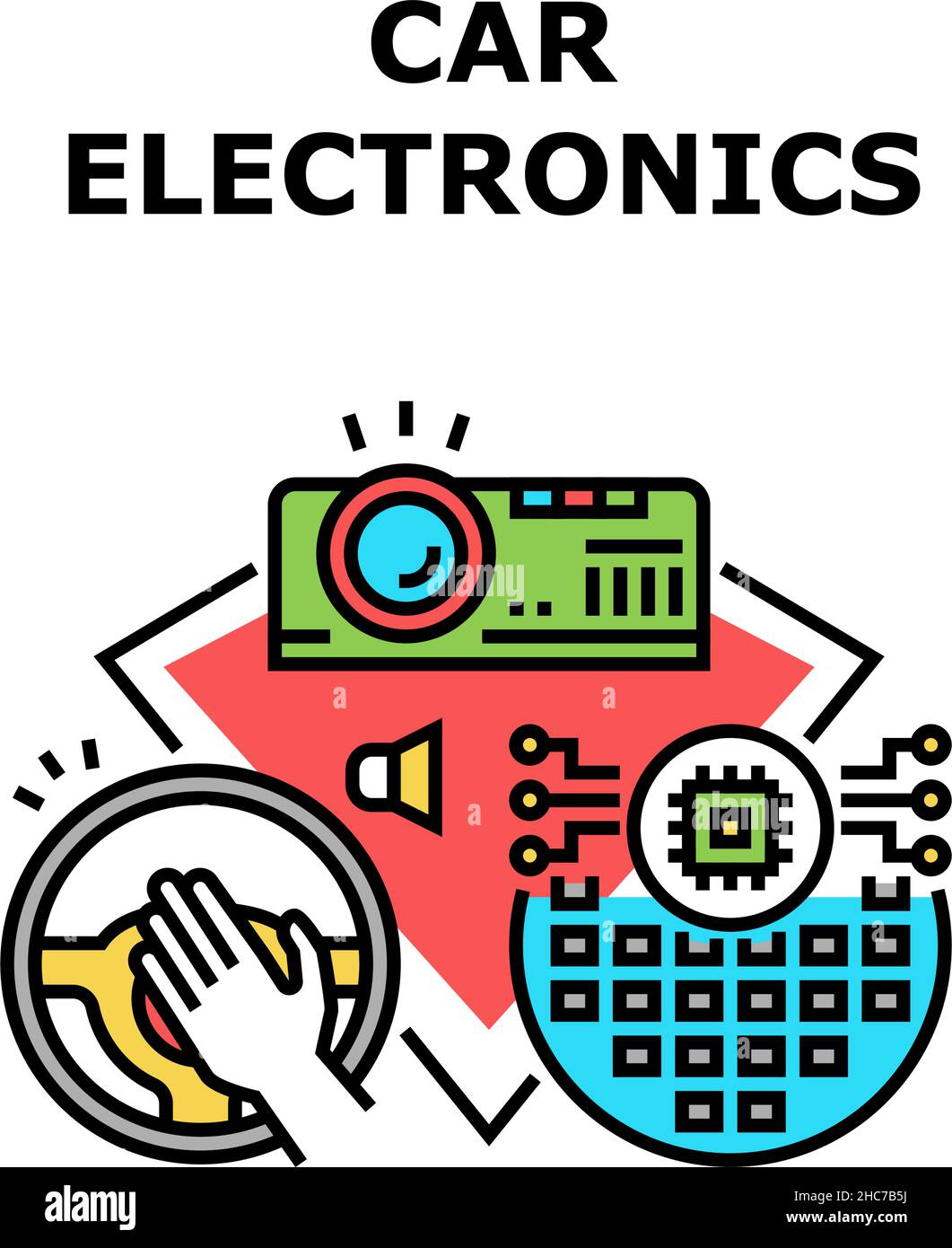 Car Electronics Vector Concept Color Illustration Stock Vector Image ...