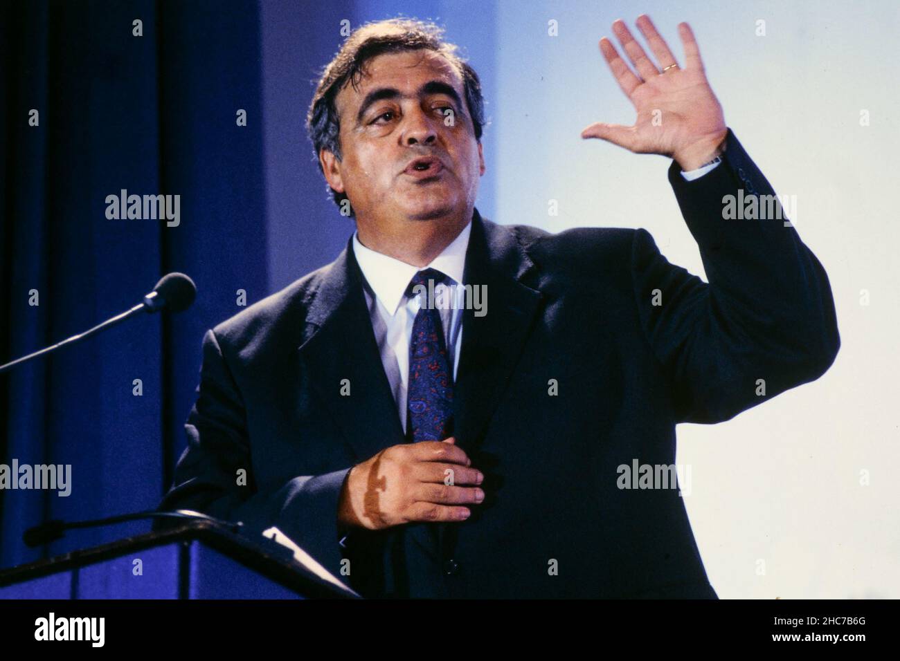 French Politician Philippe Seguin talks on the occasion of a rally held ...