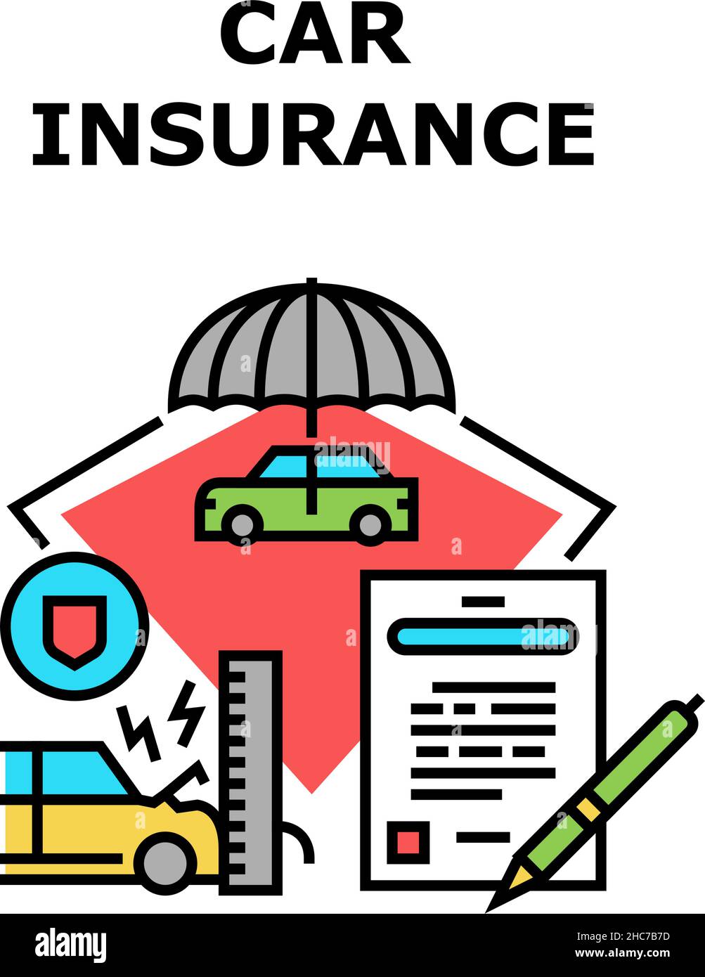 Car Insurance Vector Concept Color Illustration Stock Vector Image ...