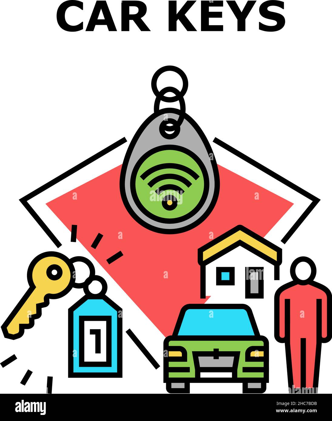 Car Keys Trinket Vector Concept Color Illustration Stock Vector Image ...