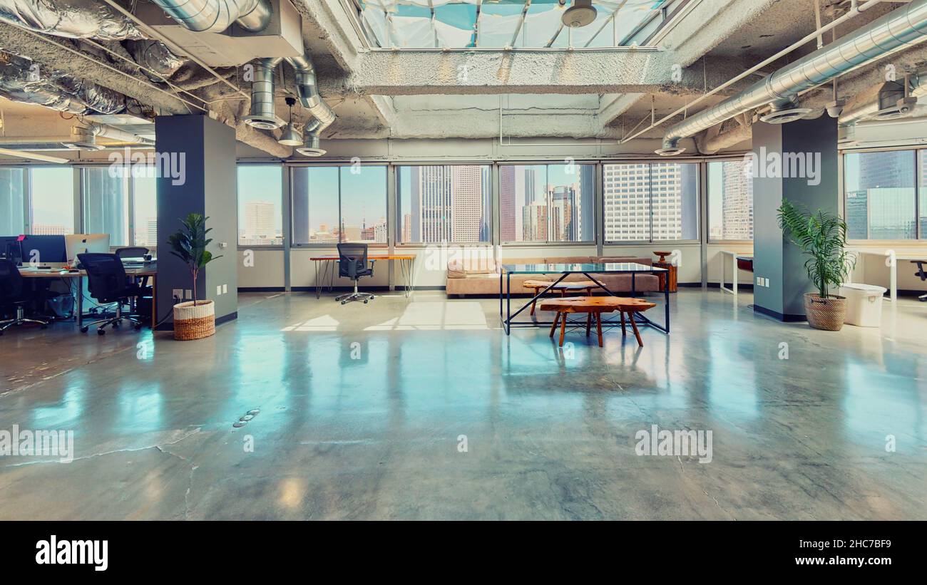 Modern open office design overlooks the LA area Stock Photo - Alamy