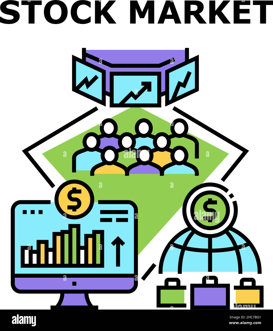Stock Market Vector Concept Color Illustration Stock Vector Image & Art ...
