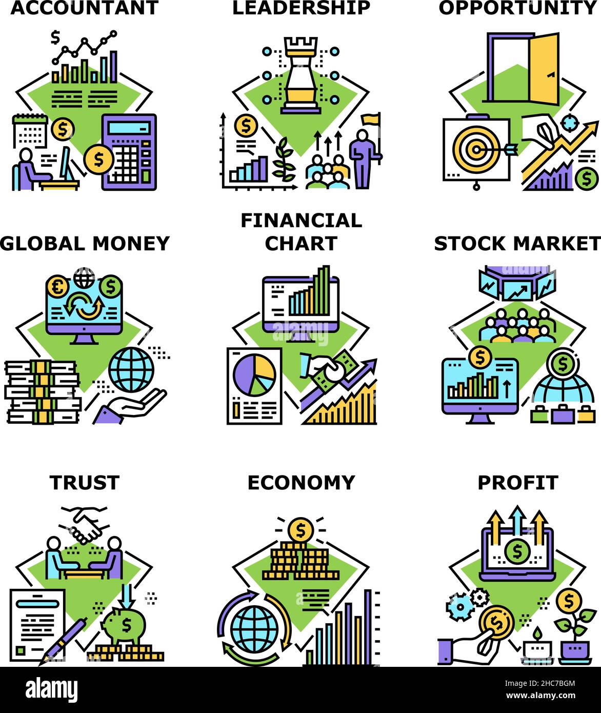 Financial Chart Set Icons Vector Illustrations Stock Vector Image & Art ...