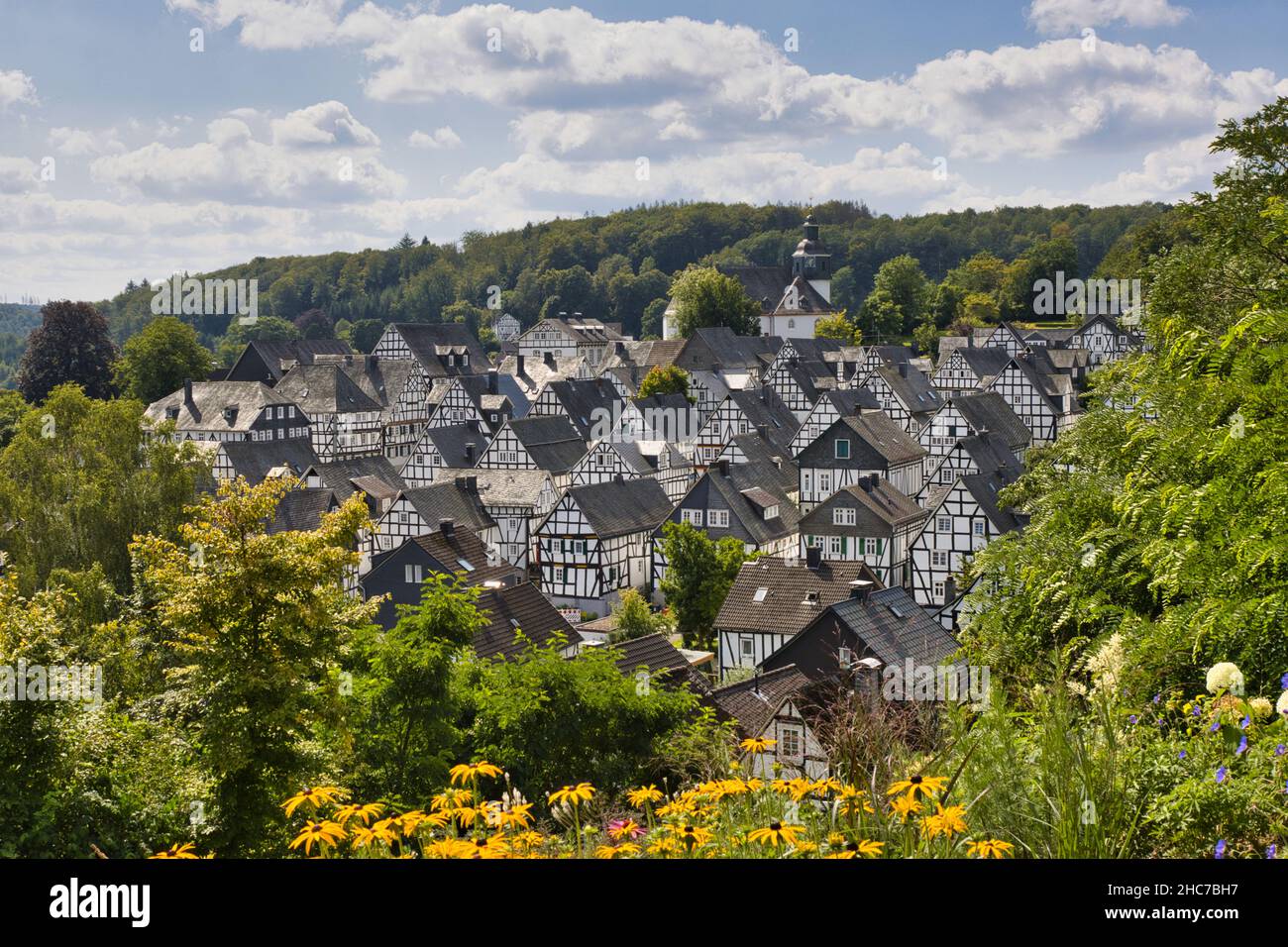 Historic core of Freudenberg with beautiful half-timbered houses in ...