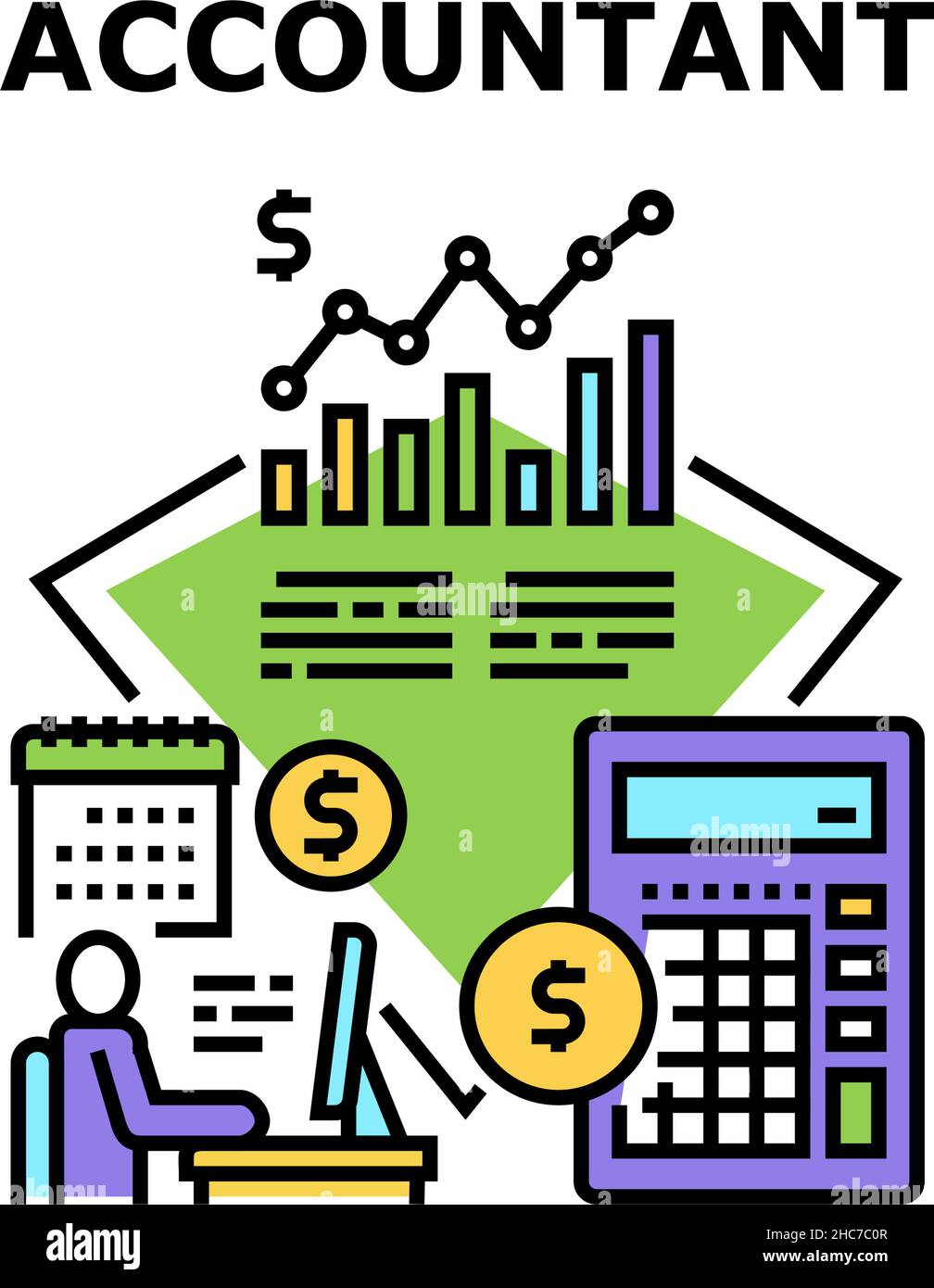 Accountant Job Vector Concept Color Illustration Stock Vector Image ...