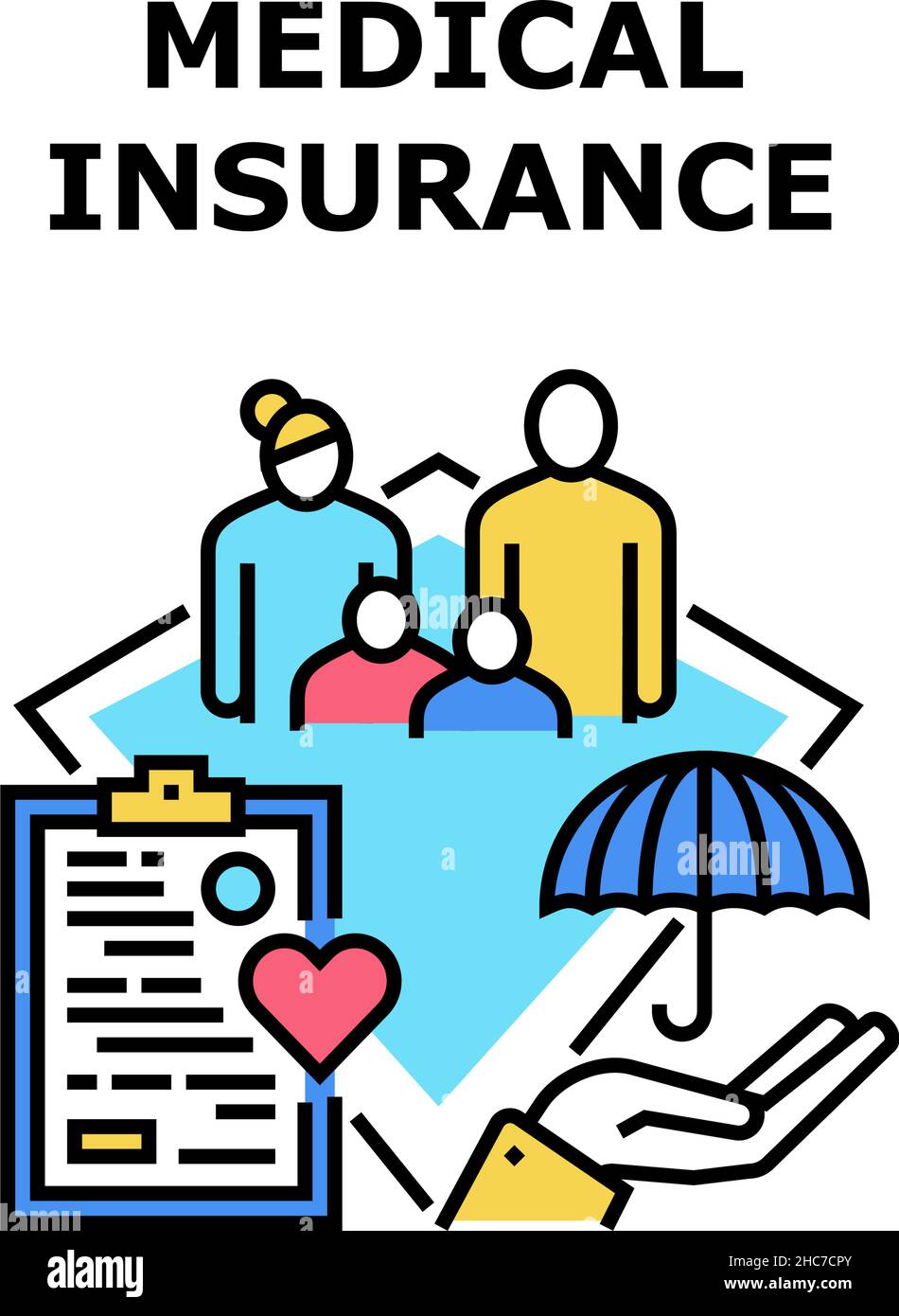 Medical Insurance Care Concept Color Illustration Stock Vector Image ...