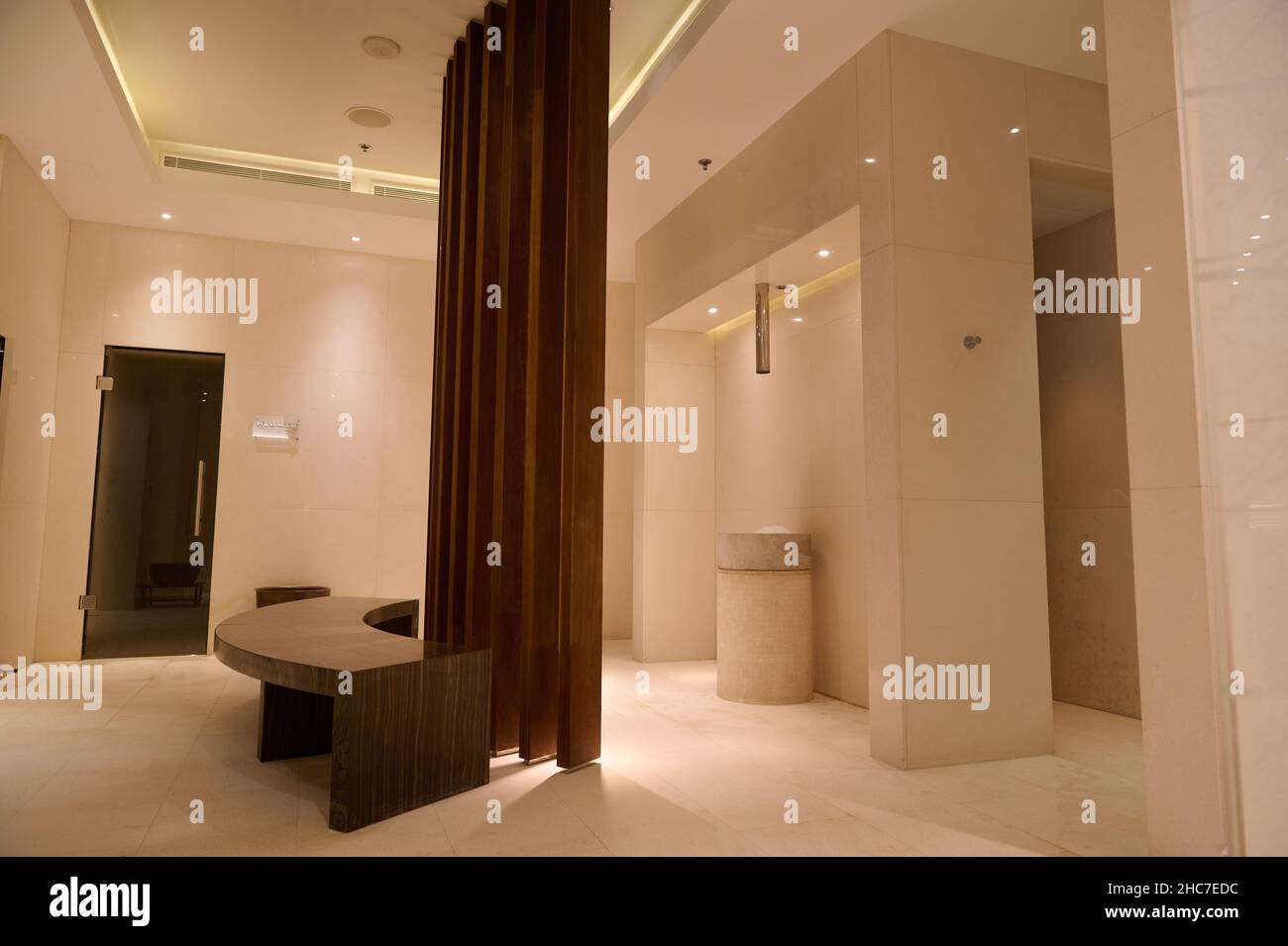 View of luxurious interior of a hall in the bath and sauna at wellness ...