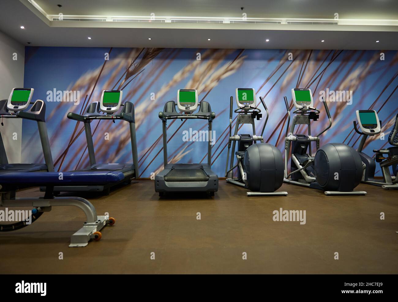 Modern gym interior with equipment. Fitness center interior Stock Photo ...