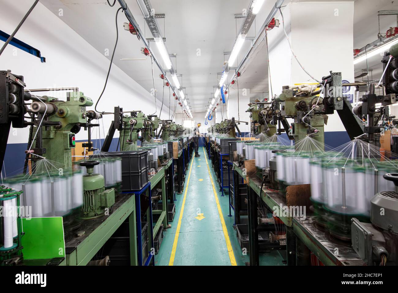 Machinery and equipment in a yarn manufacturing company. Textile ...