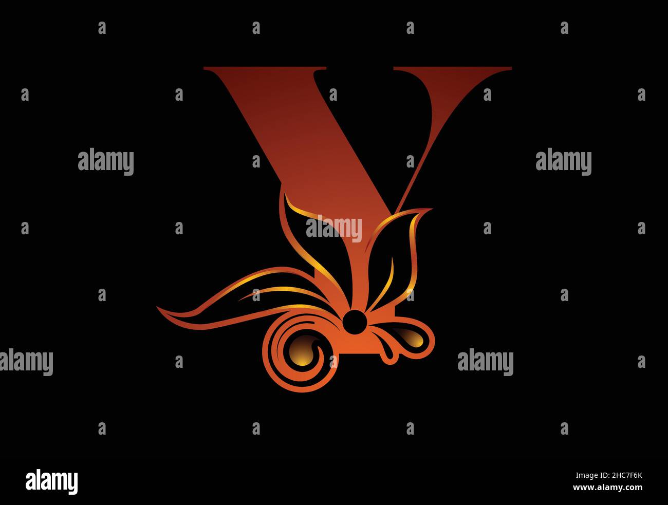 Floral Monogram letter. Initial alphabet with botanical elements ...