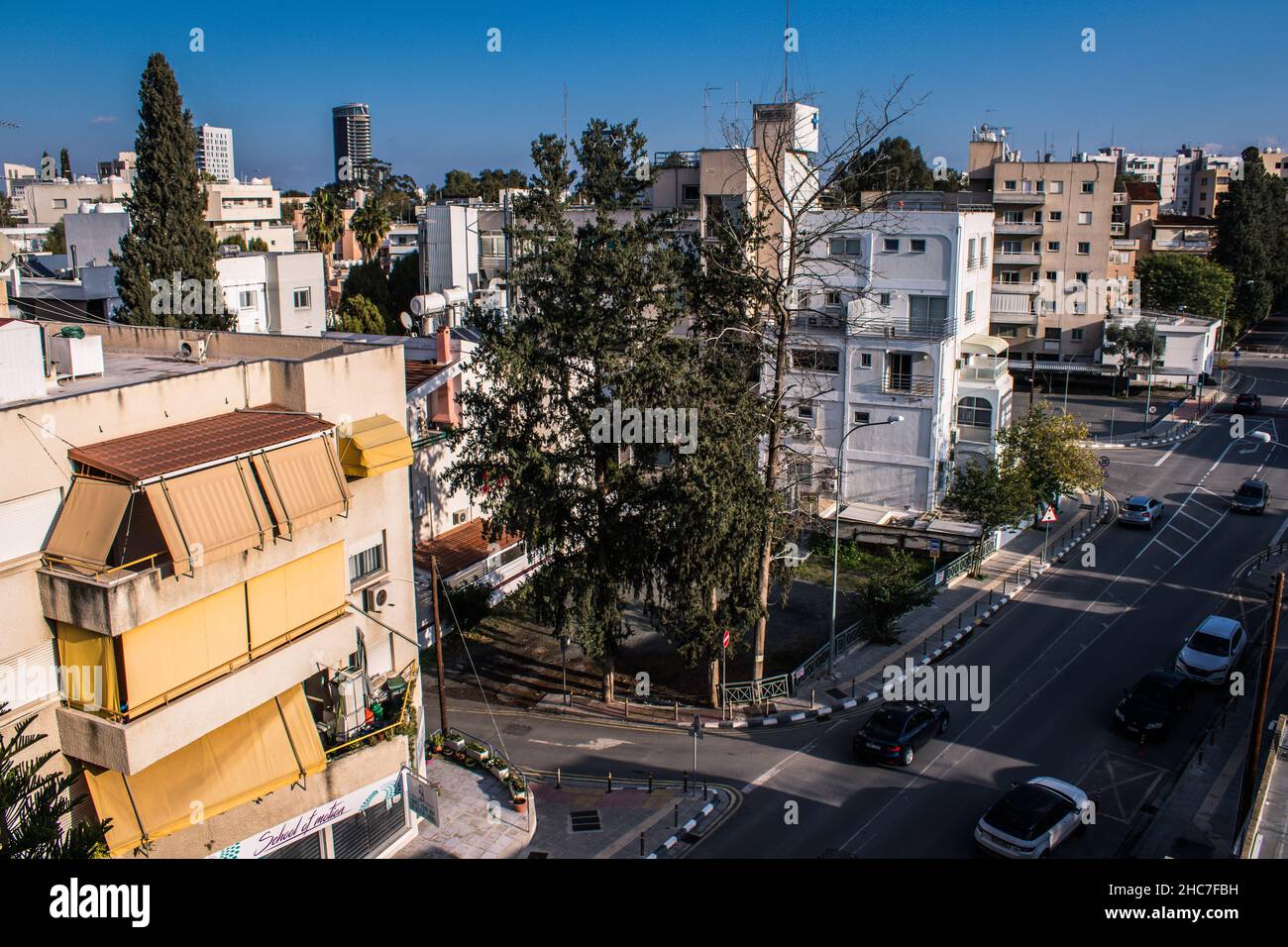 Nicosia, Cyprus - December 24, 2021 Cityscape in the heart of the city ...