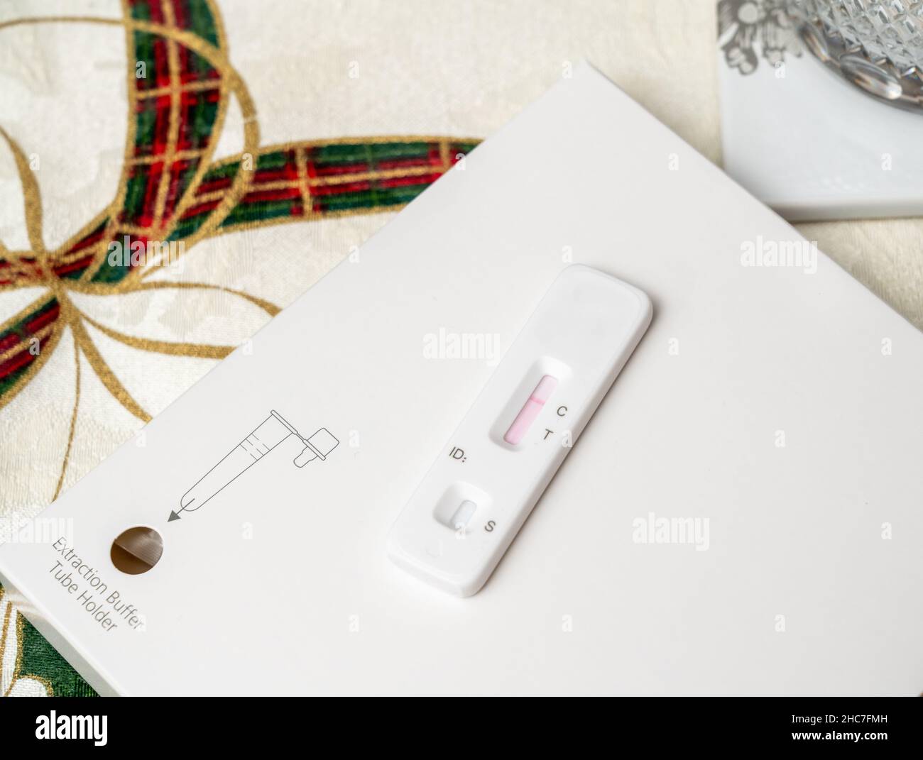 Covid-19 antigen test strip with result showing a negative test for the ...