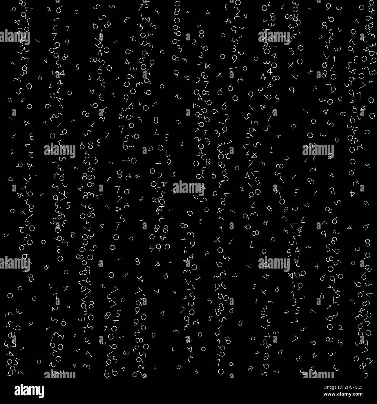 Falling numbers, big data concept. Binary white disorderly flying ...