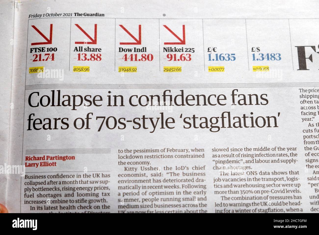 "Collapse in confidence fans fears of 70s-style stagflation" Guardian ...