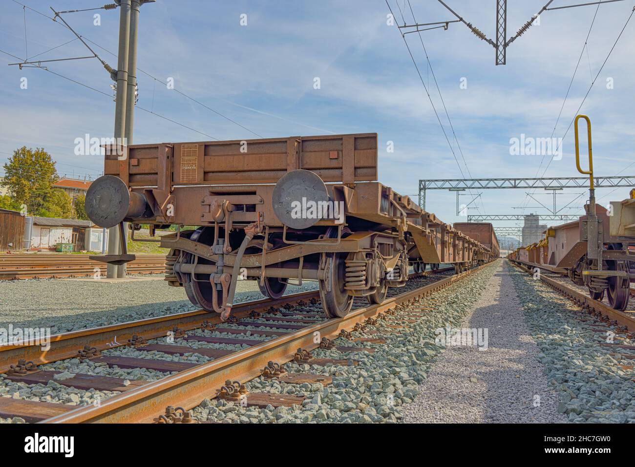 Freight trains on the railroad tracks Stock Photo - Alamy