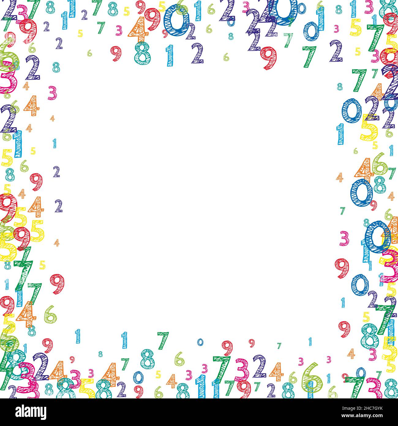 Falling colorful orderly numbers. Math study concept with flying digits ...