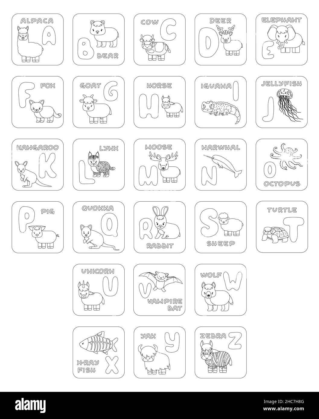 Alphabet animals Black and White Stock Photos & Images - Alamy