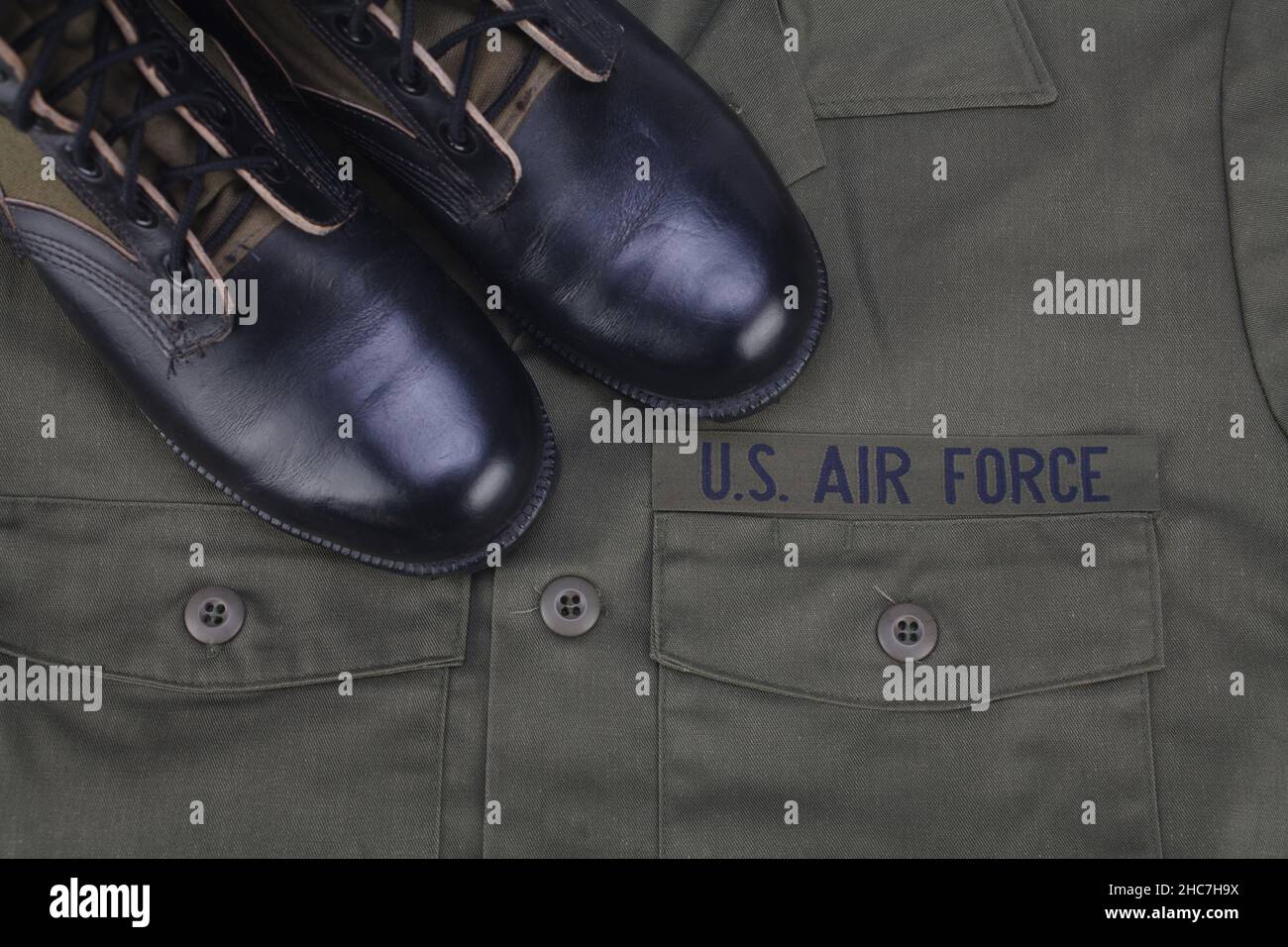 U.S. AIR FORCE olive drab uniform with jungle boots Stock Photo - Alamy