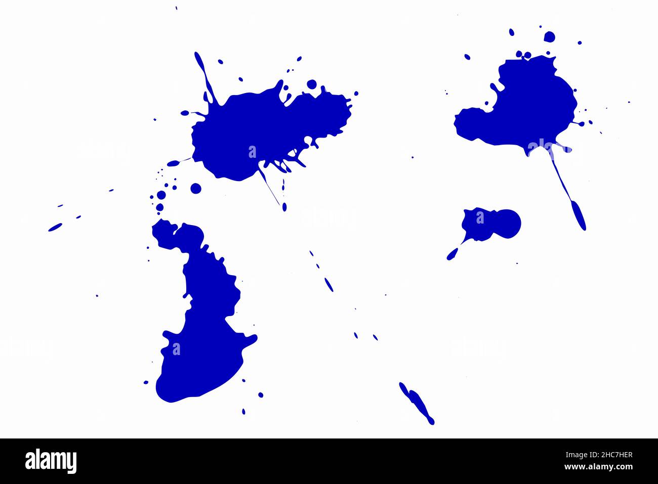 Blue blot on a white background. Spots of ink on a piece of paper Stock ...