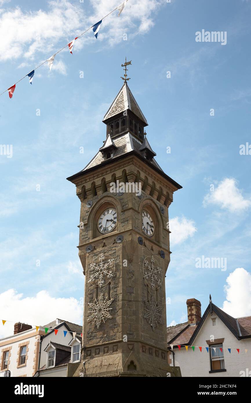 Knighton, Powys, Wales, Britain, View against a blue sky of ornate ...