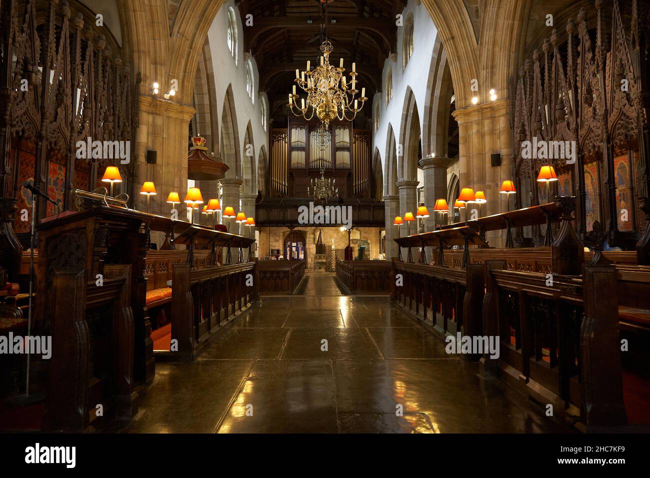 Lancaster , Lancashire, England, Britain, View inside Lancaster priory ...