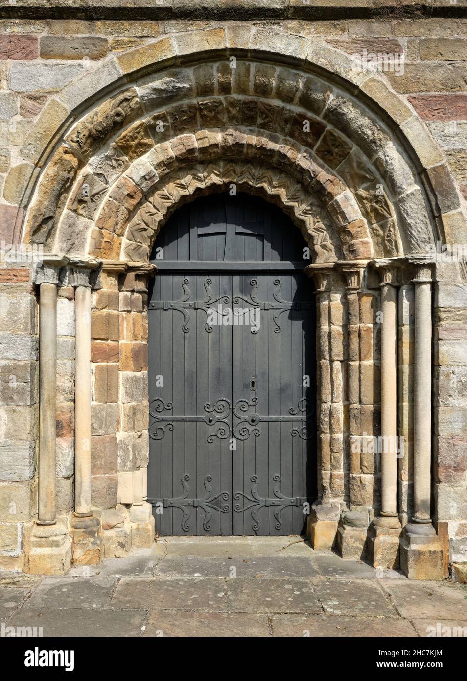 Beautiful Norman architecture on tower door St Marys Church Stock Photo ...