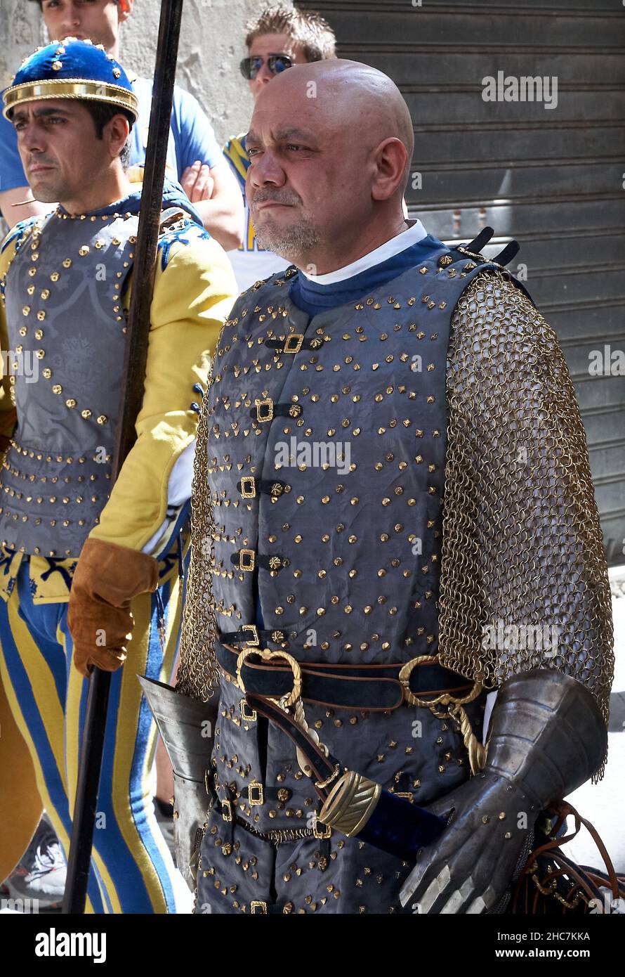 Man dressed in Knights costume for Palio parade Stock Photo - Alamy