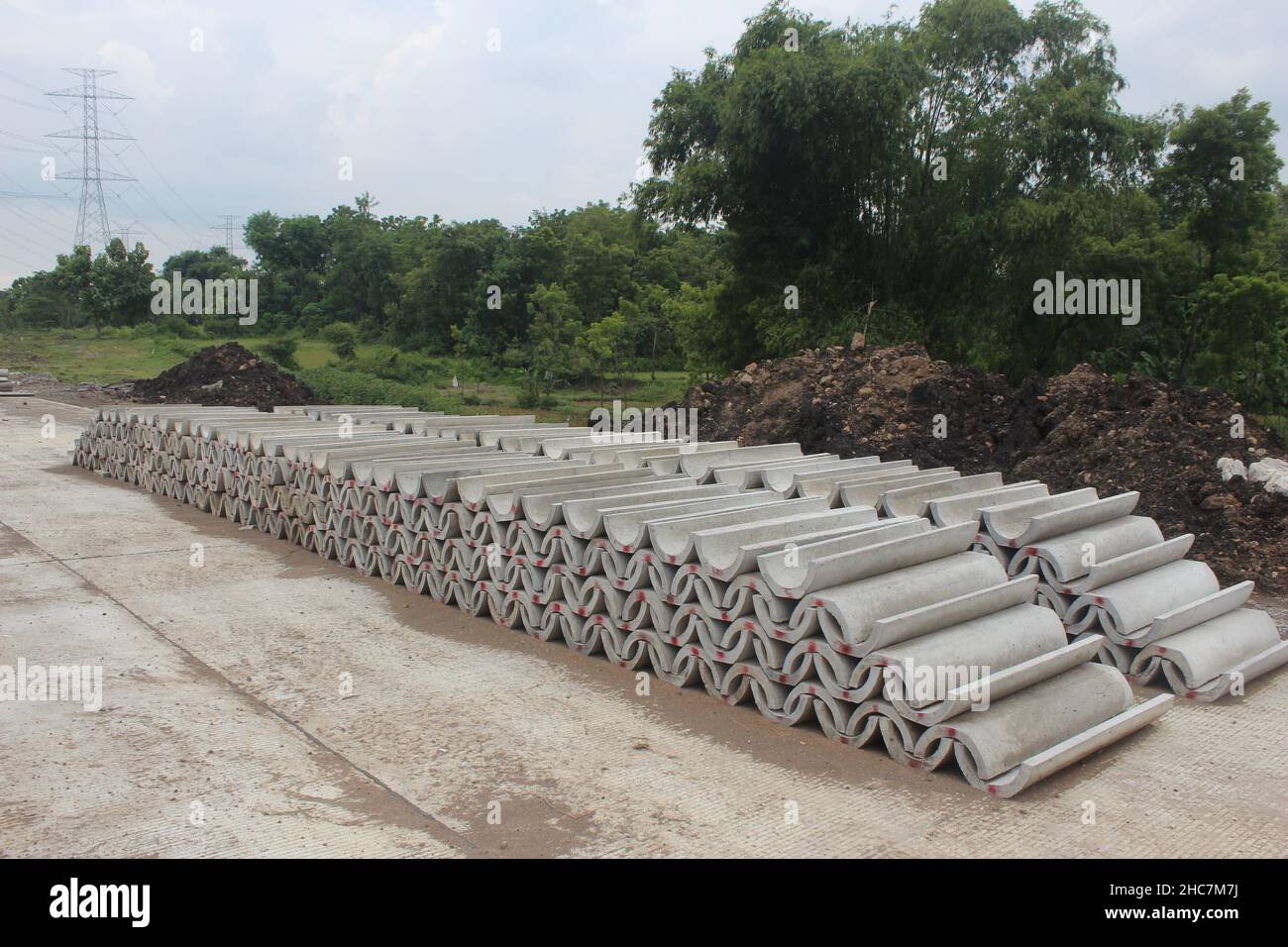 drainage water channel on the side of the road as a place for water ...
