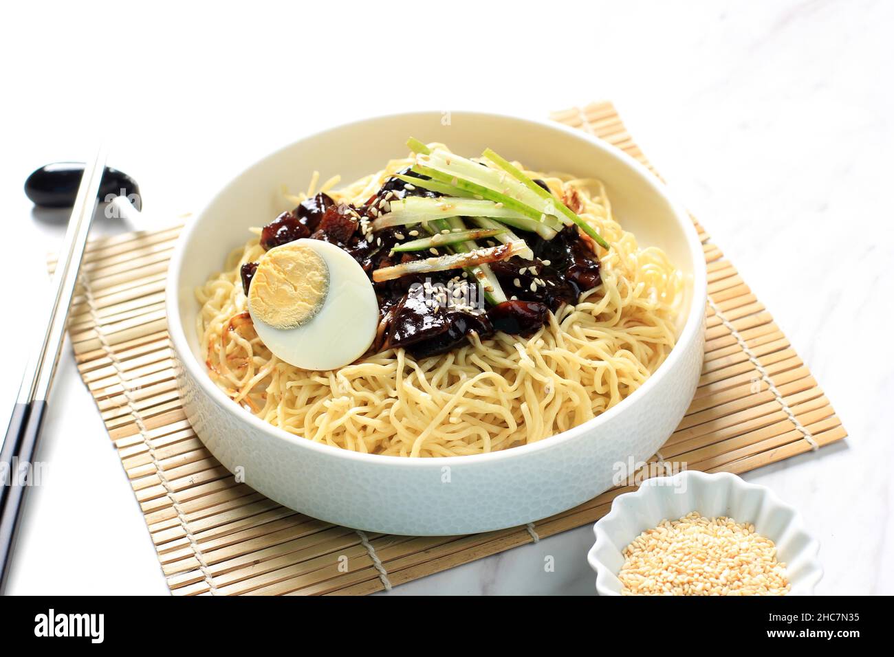 Jajang Myeon or JJajangmyeon Korean Noddle with Black Bean Sauce ...